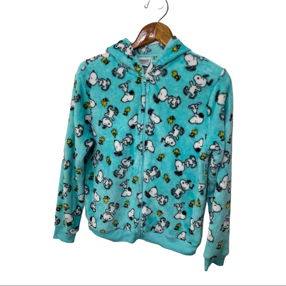 Peanuts | Jackets & Coats | Peanuts Snoopy Woodstock Aqua Fleece Soft ...